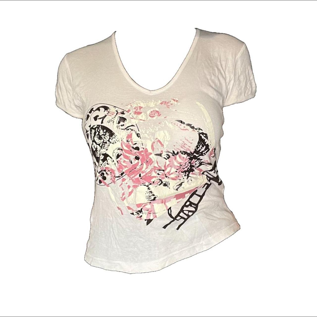 Firetrap Women's Pink and White Crop-top | Depop