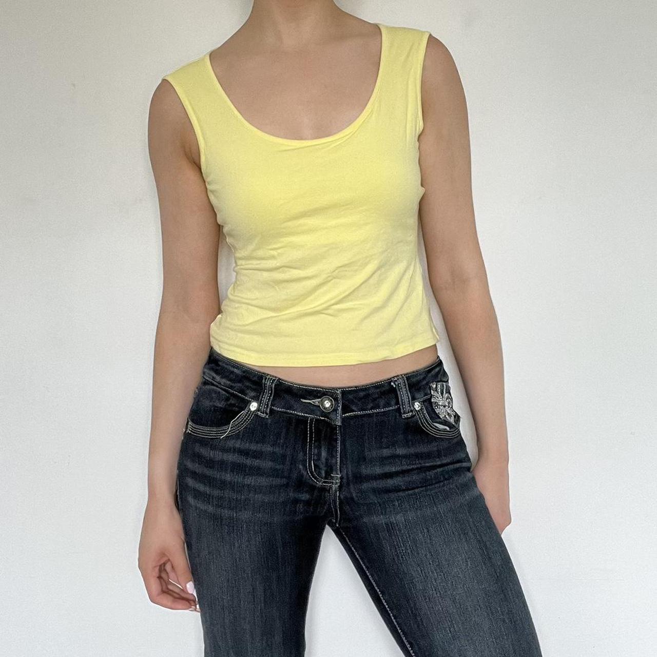 Vintage 2000s Yellow Backless Y2K Crop Top SWIPE... - Depop