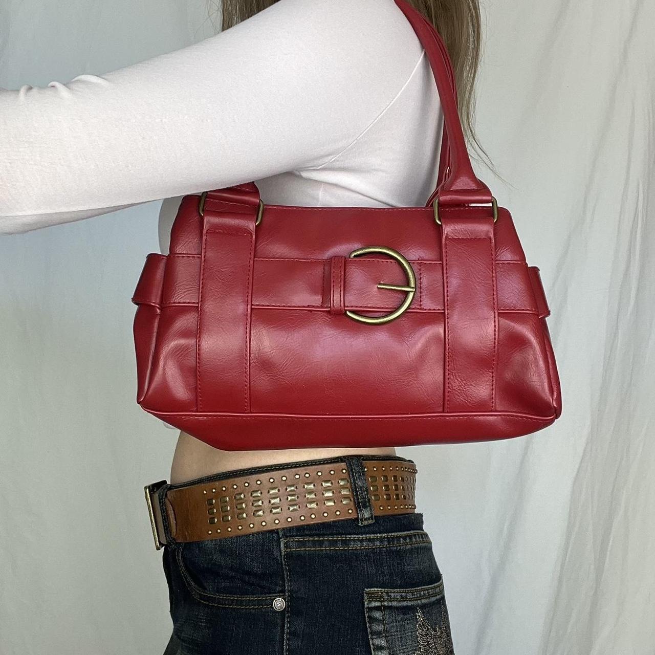 00s red buckle shoulder bag Model is a size UK 8... | Depop