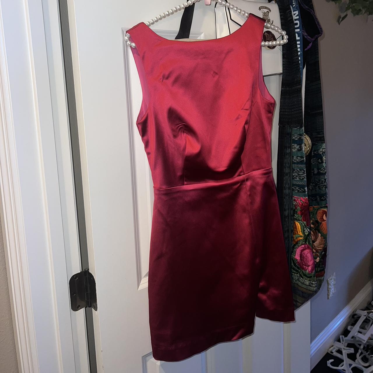 Classy bright pink short dress with open V back from... - Depop