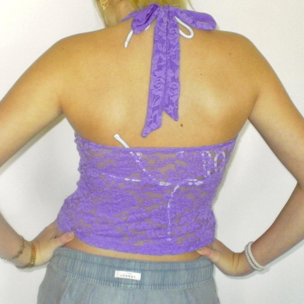 Purple lace tie halter top, supre, perfect for... | Depop