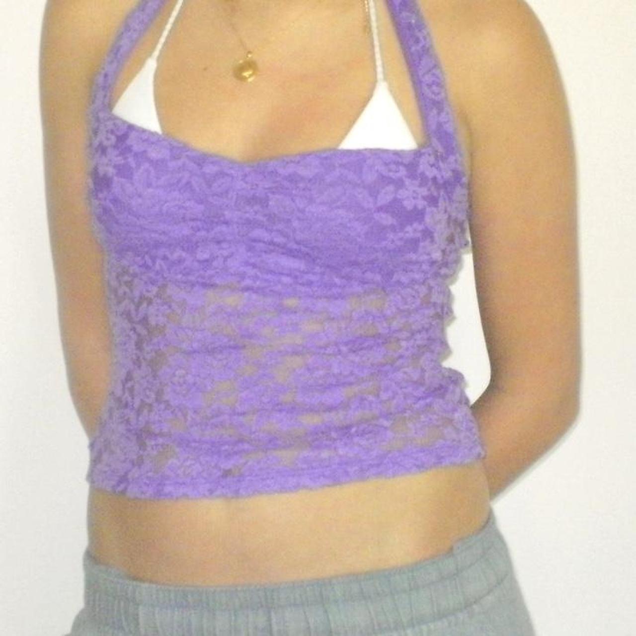 Purple lace tie halter top, supre, perfect for... | Depop