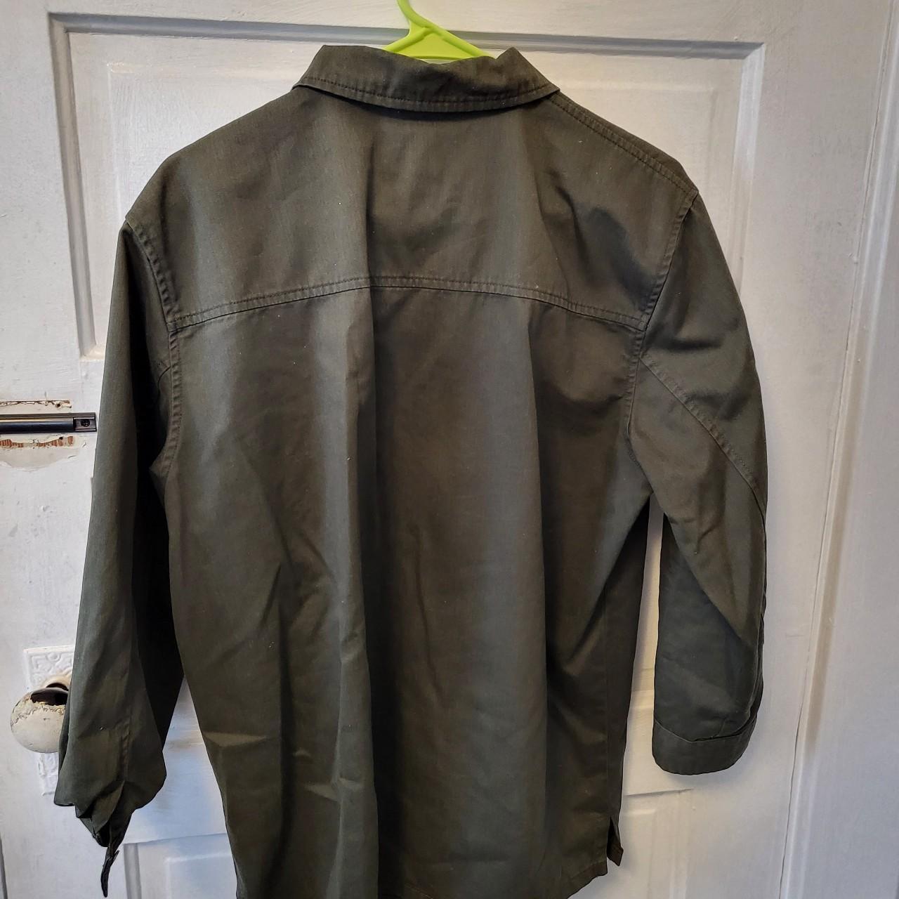 Army green zip up shacket Denim and Co. brand Tagged... - Depop