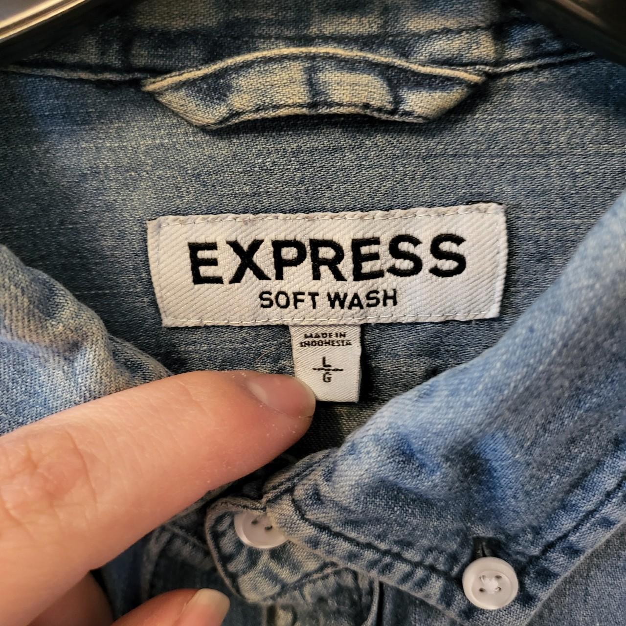 Express Men's Blue and Navy Shirt | Depop