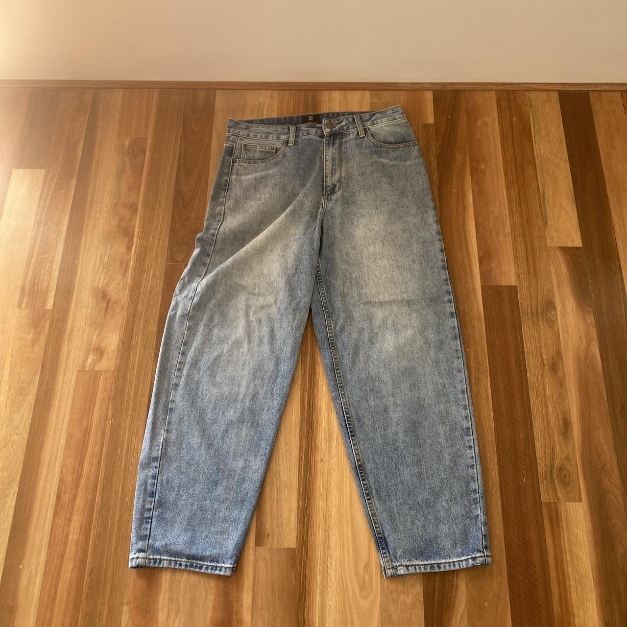 super baggy absent light blue washed jeans 32... | Depop