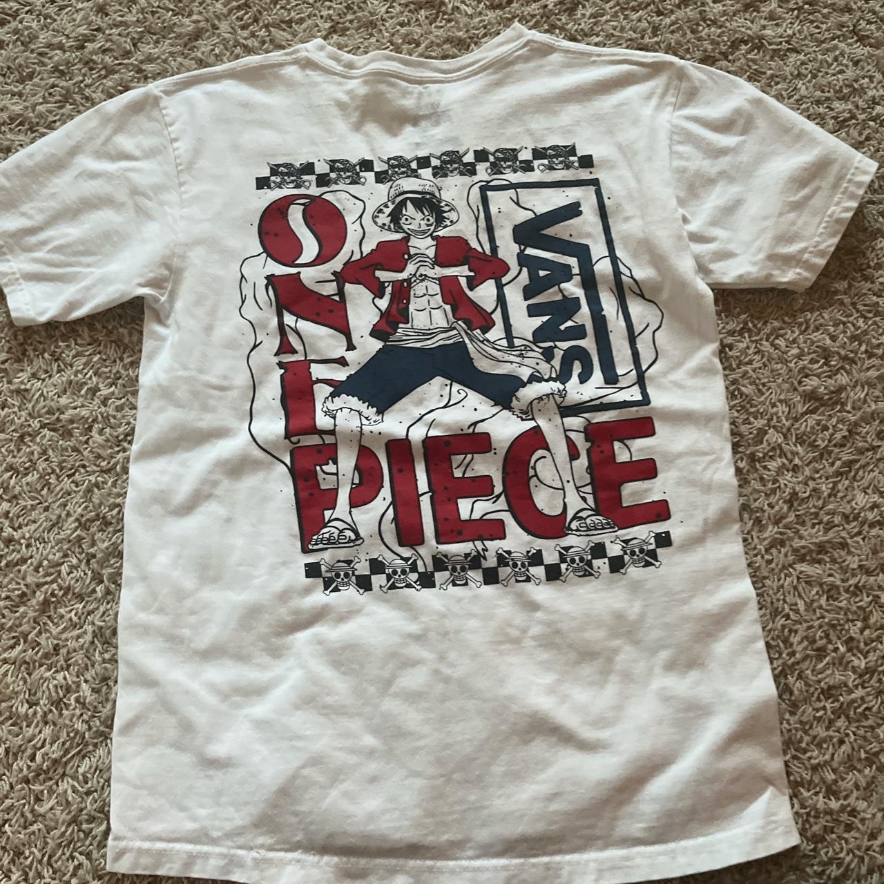 vans white one piece anime t-shirt 🦷🥤🍄⚪️🏳️ worn a few... - Depop