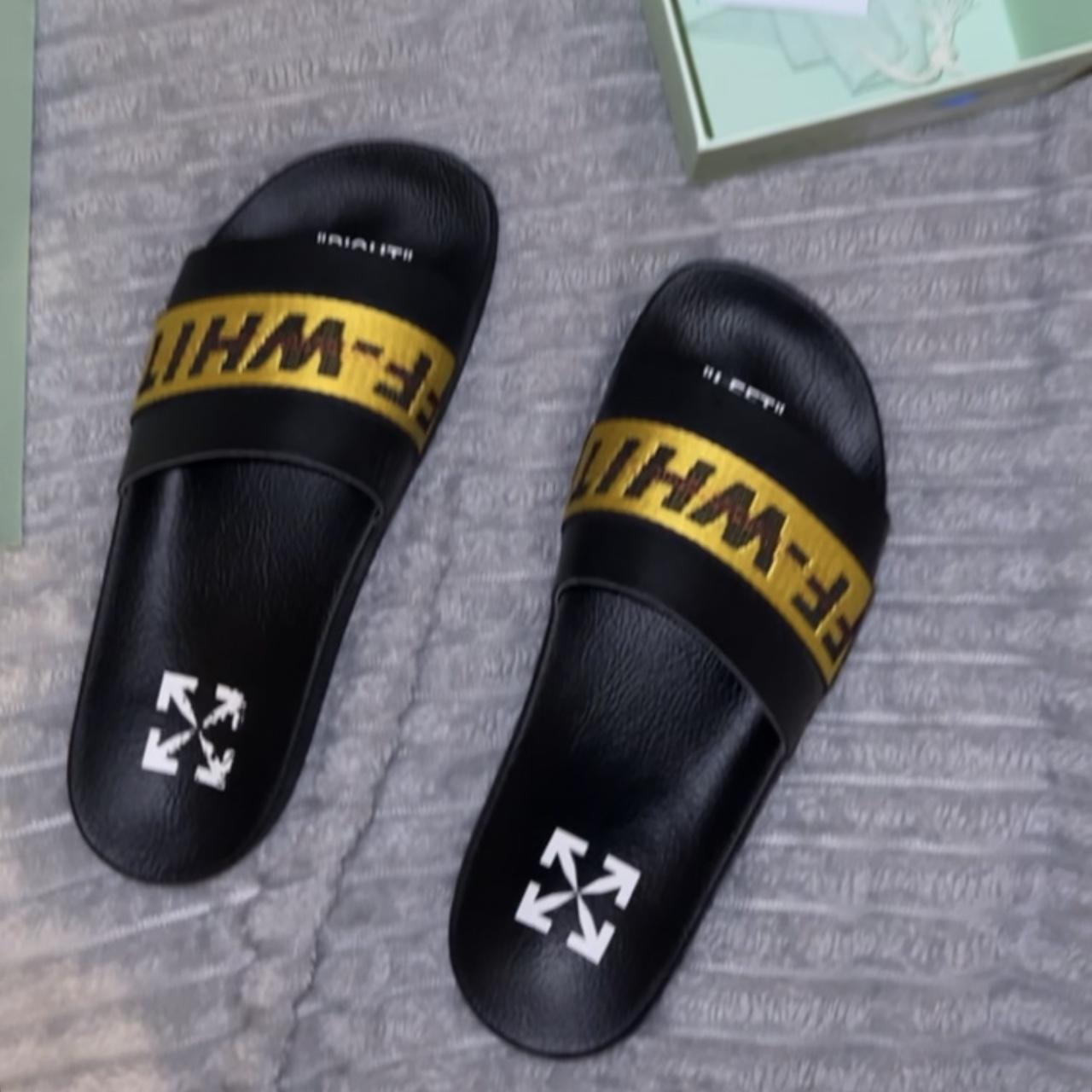 off white sliders worn few times all original... - Depop