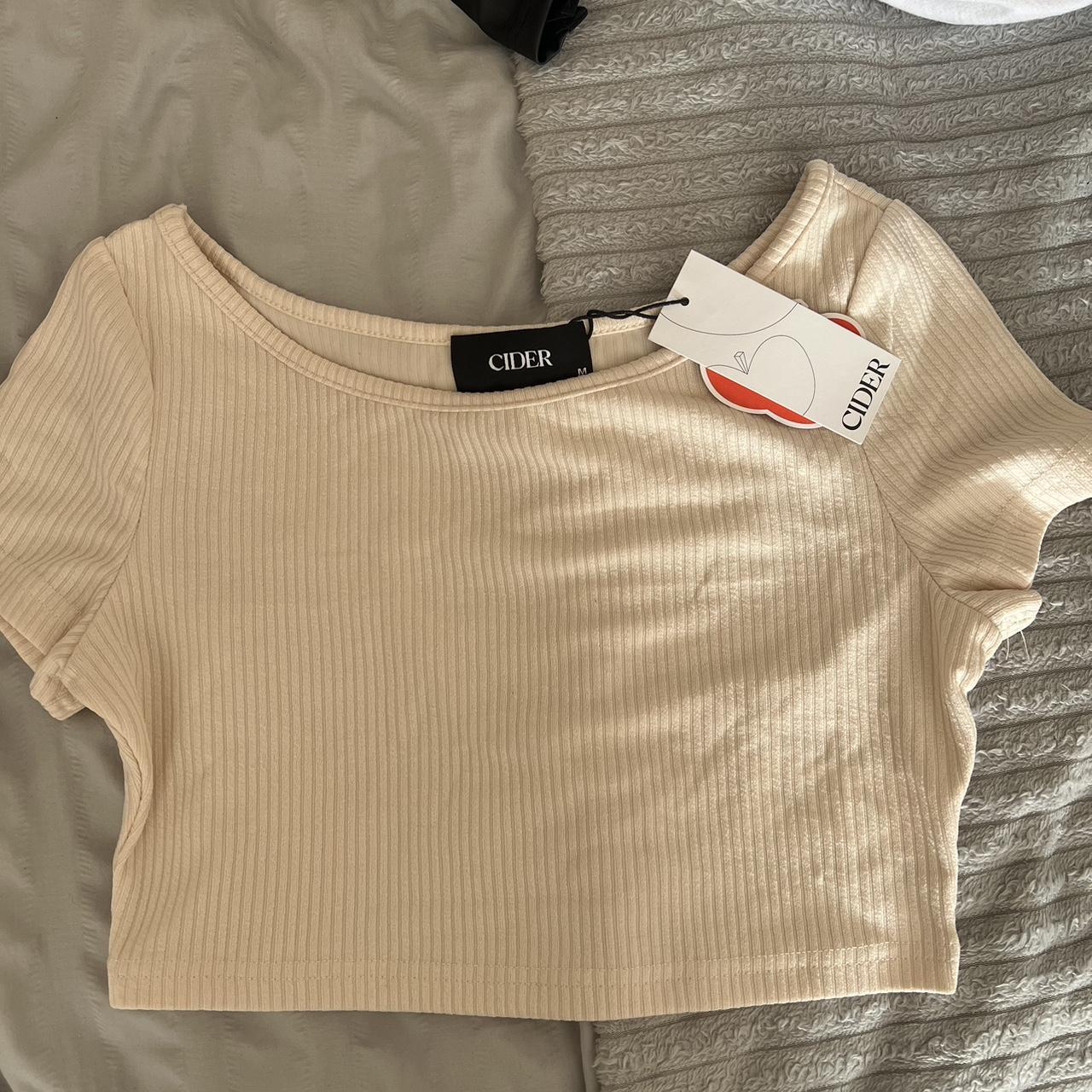 cider cream ribbed crop top - Depop