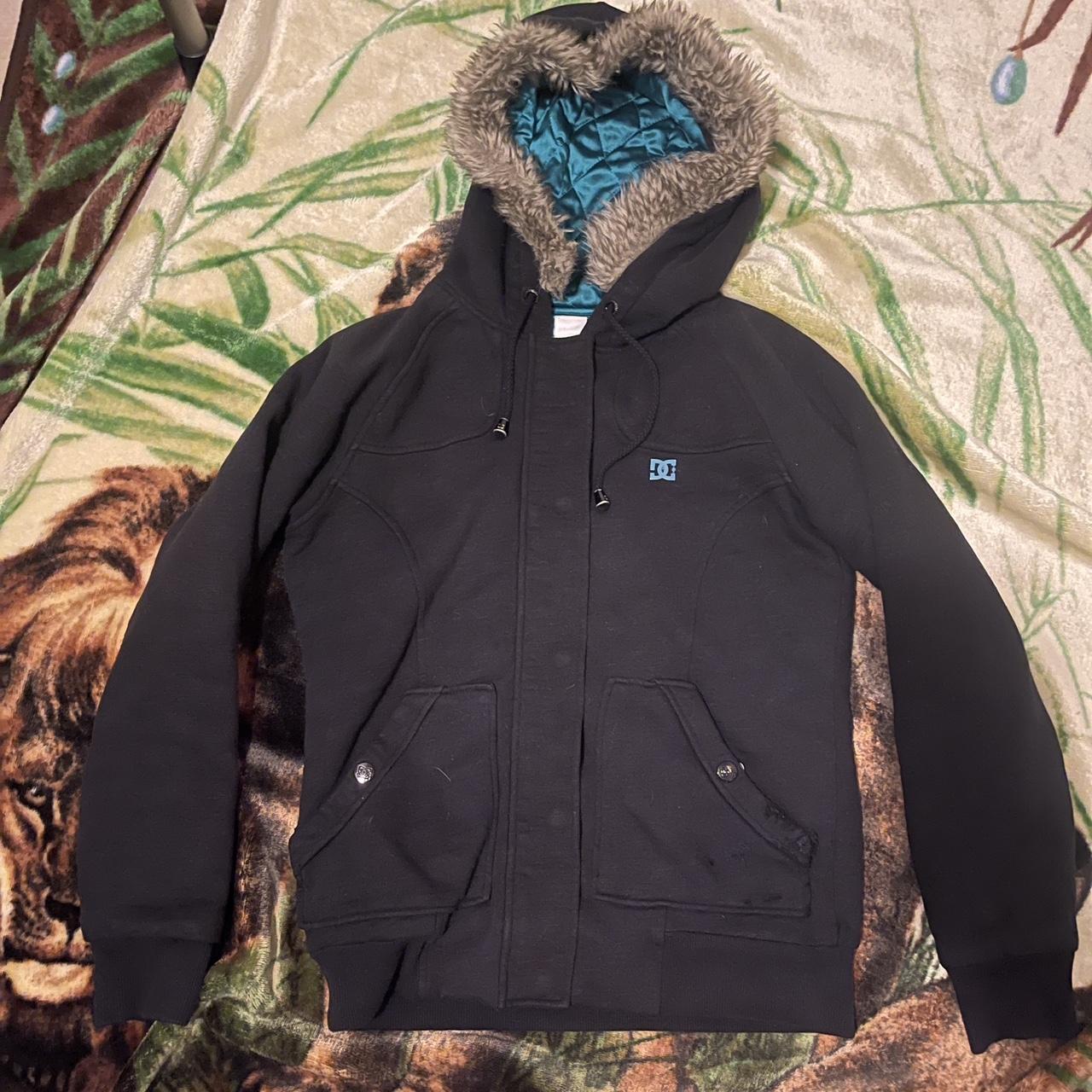 ultra Rare fur hooded Dc jacket never seen A Fur... - Depop