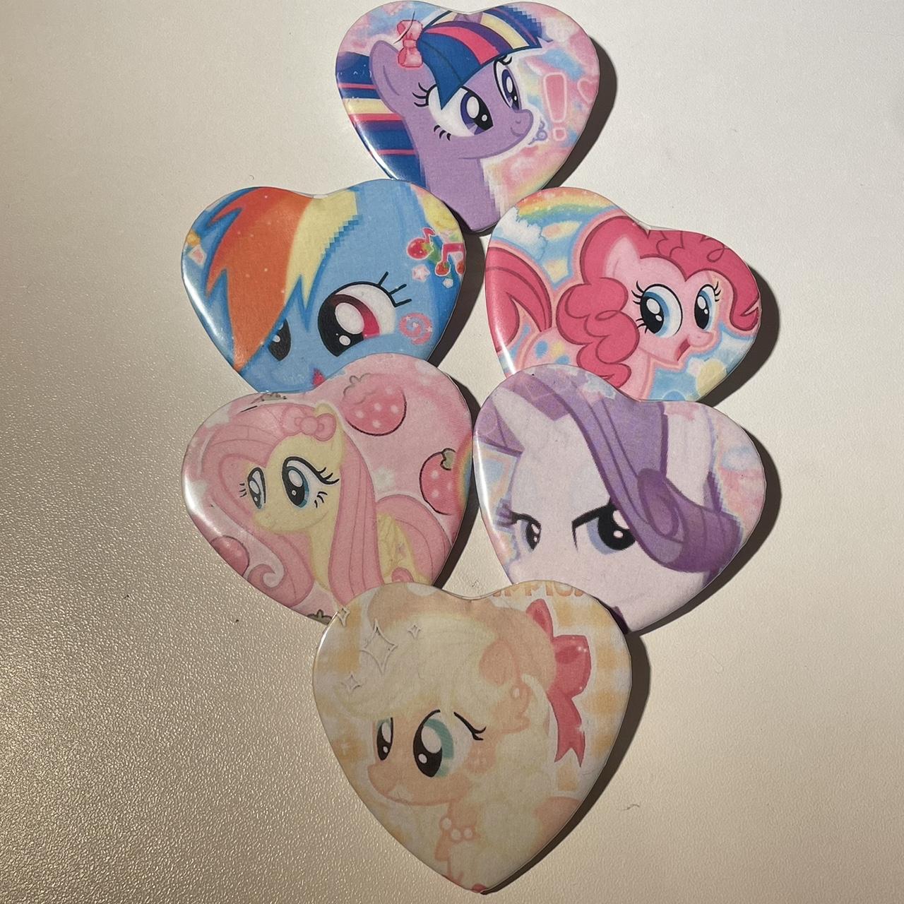 MLP heart pins! ♥️ comes w/ cute sticker freebies... - Depop