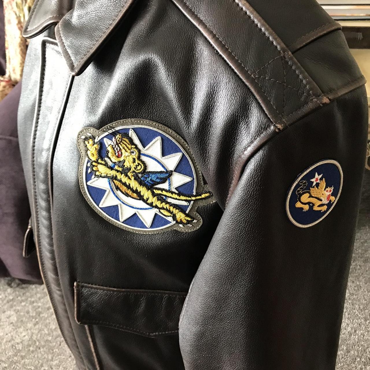 A2 leather jacket 3rd Fighter Squadron, Flying... | Depop
