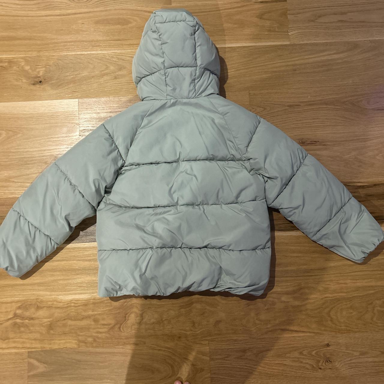 light green zara coat #pufferjacket #zara light... | Depop