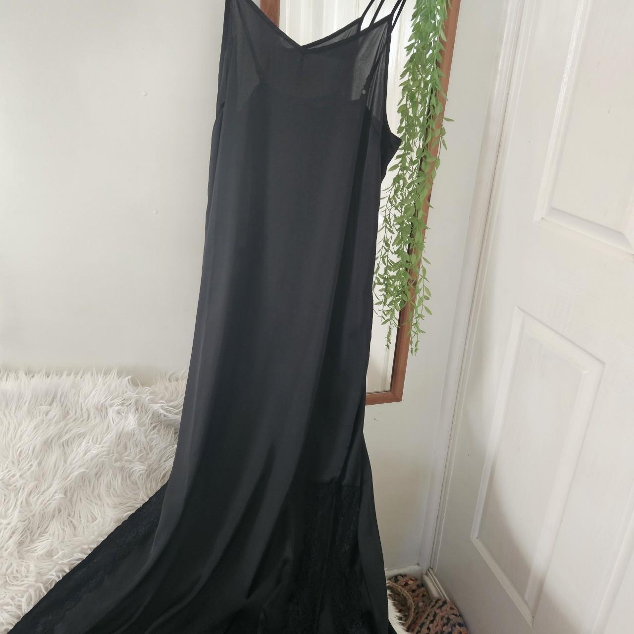 Boohoo black maxi slip dress. Size 10. Adjustable... - Depop