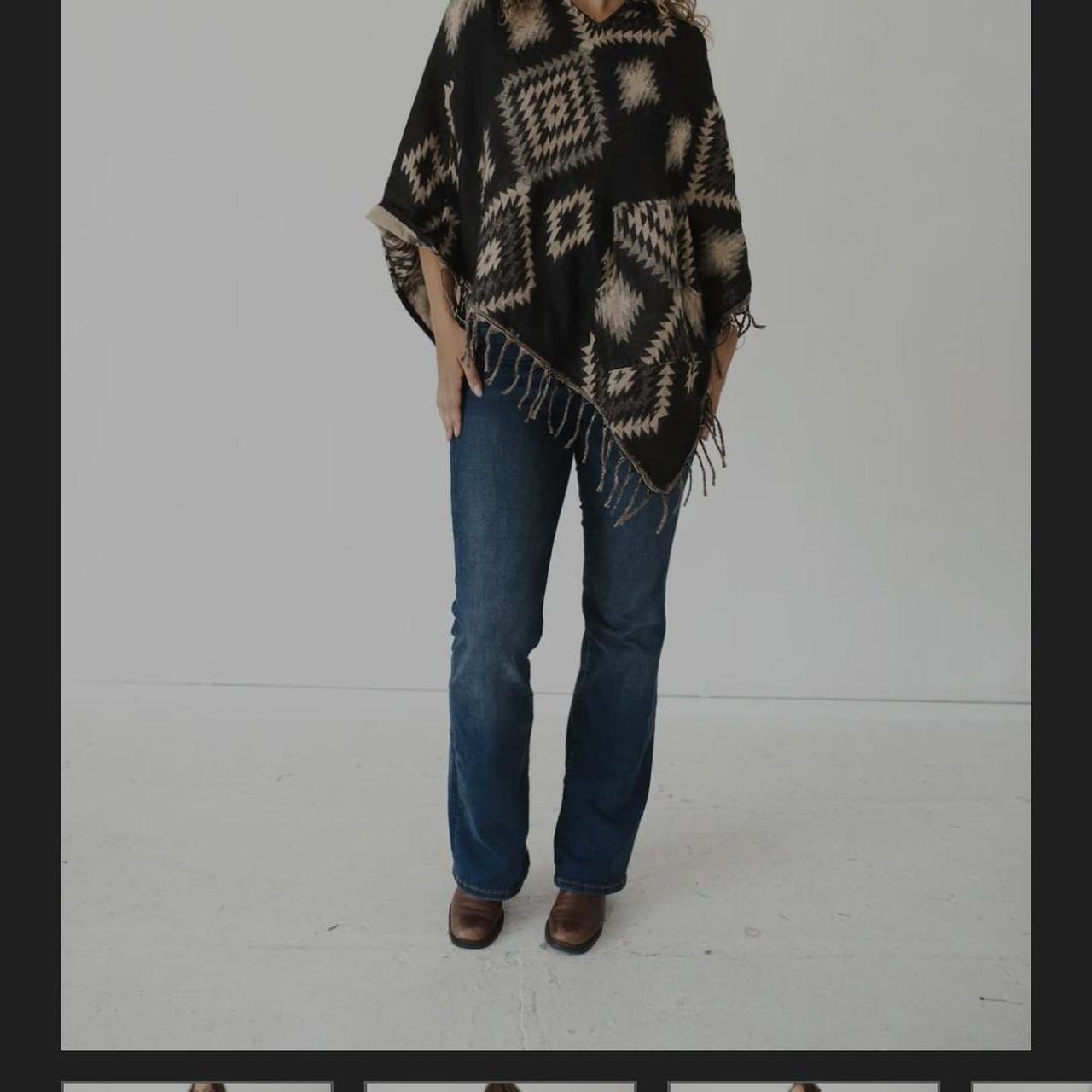 Tree of Life aztec pattern poncho with hoodie &... - Depop