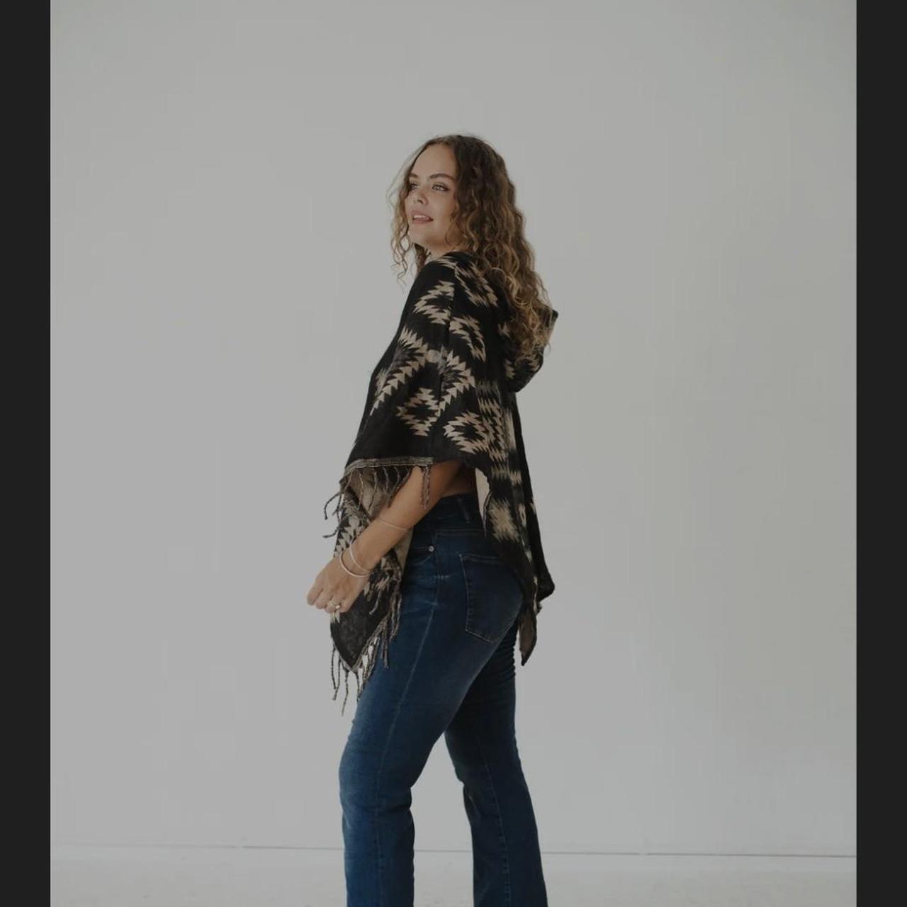 Tree of Life aztec pattern poncho with hoodie &... - Depop