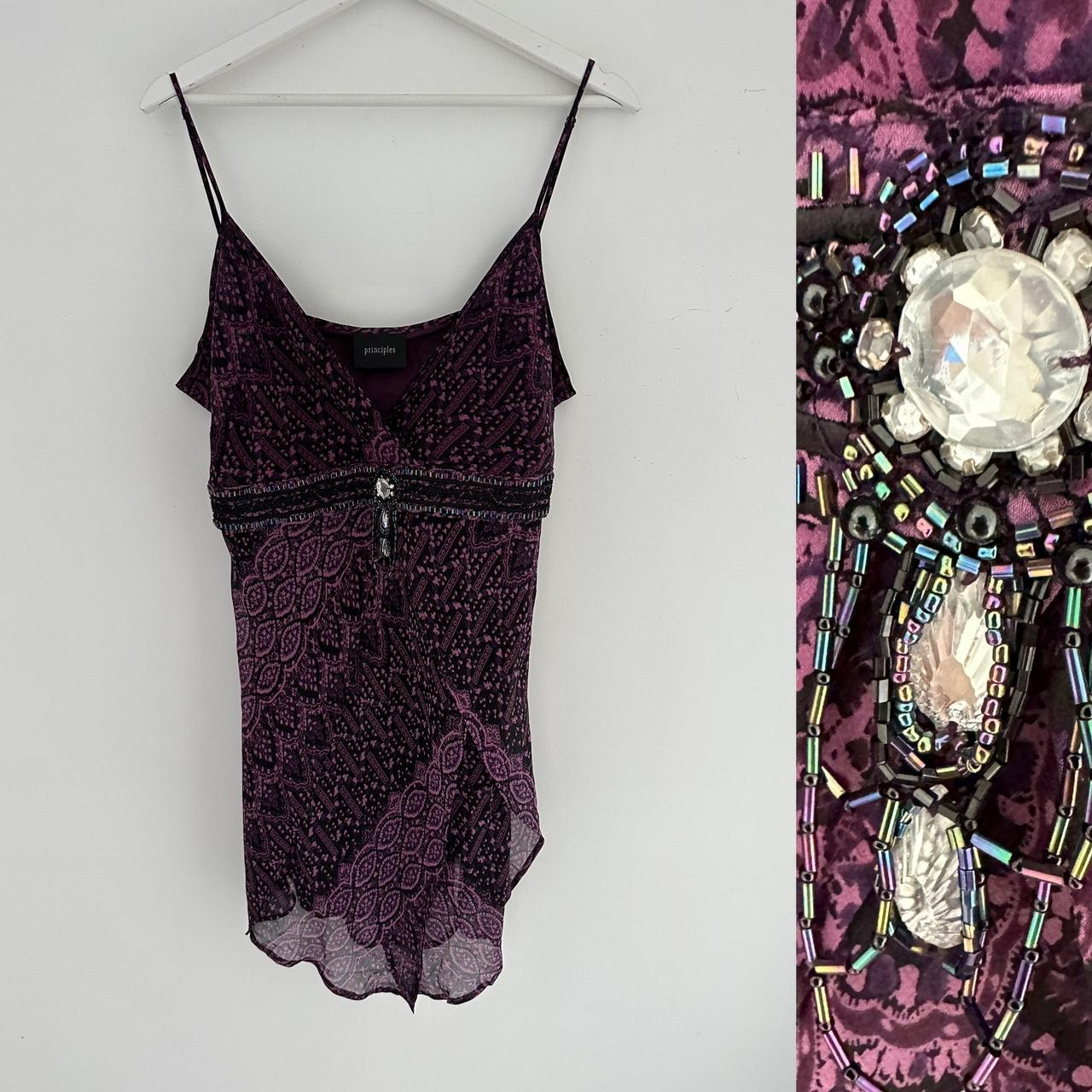 Principles Cami Top Size UK 18 Purple 100% Silk... - Depop