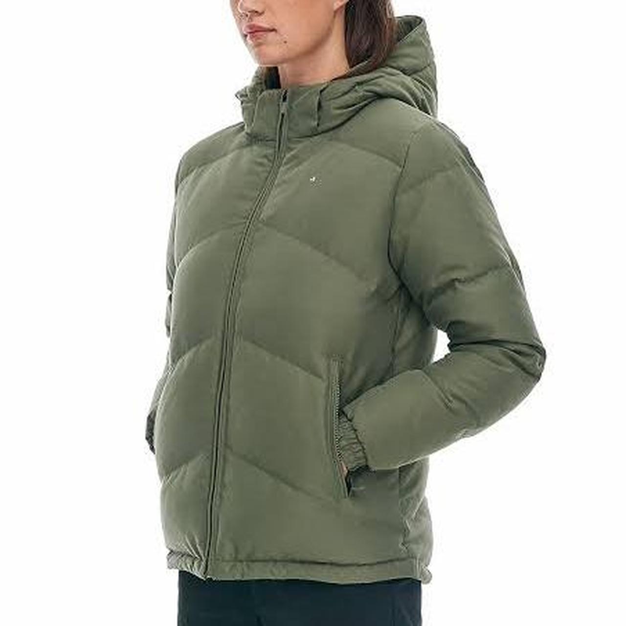 Khaki Huffer puffer jacket, few little marks on the... - Depop