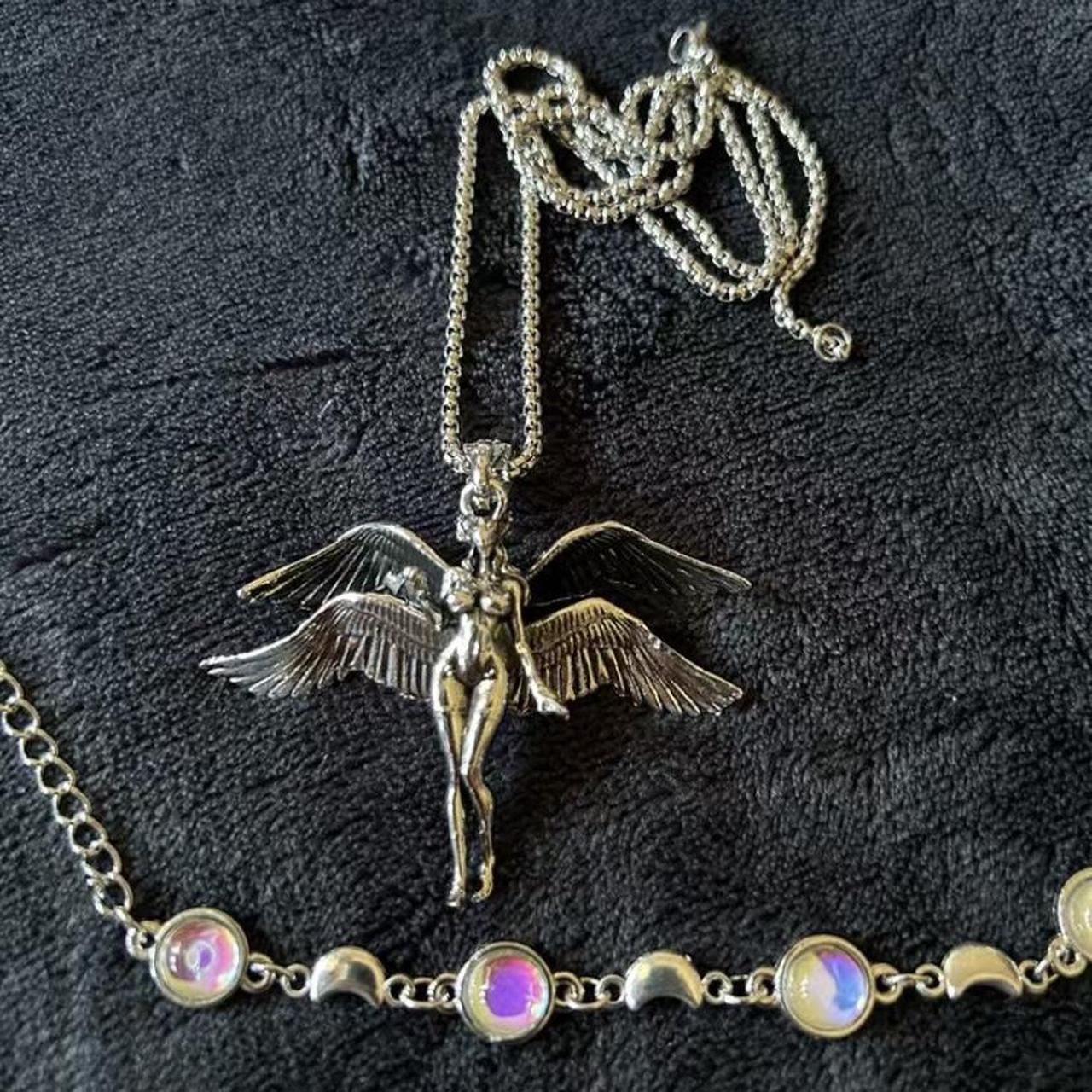 1pc Exquisite Four-Winged Angel Pendant Necklace For... - Depop