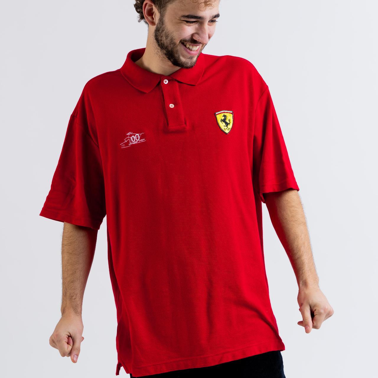 Red Ferrari Polo Shirt w/ Grand Prix detail - size... | Depop