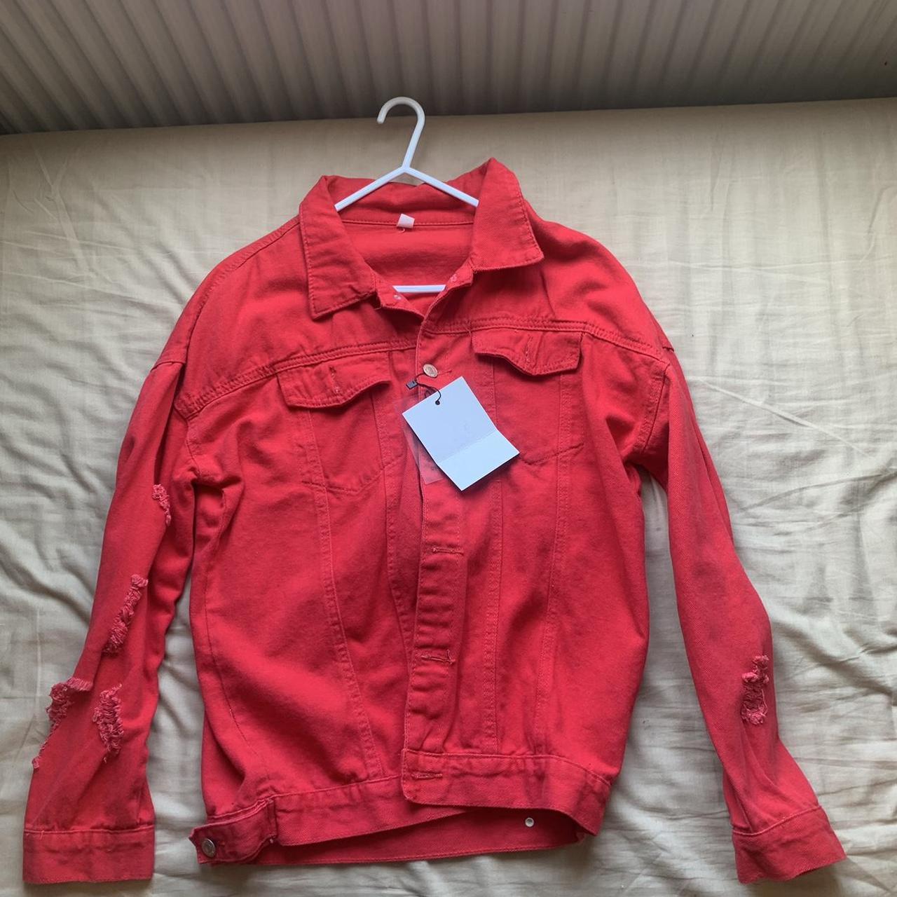 Red ripped jeans jacket Fits a small Brand new with... - Depop