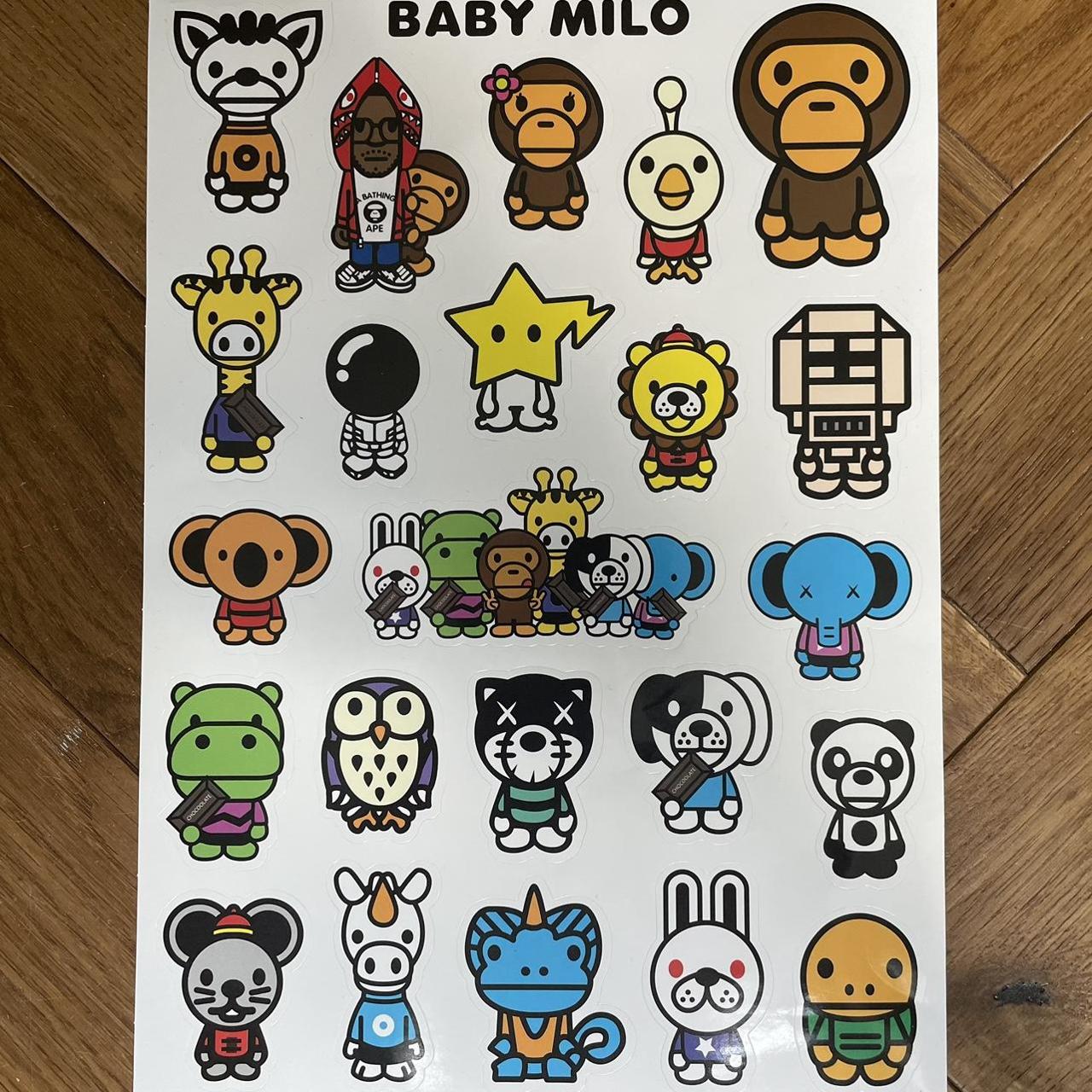 BAPE White and Yellow Stickers | Depop