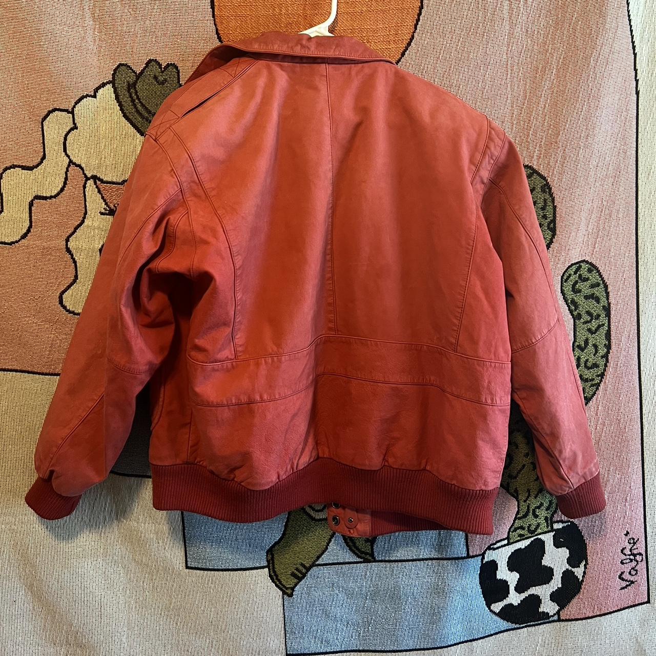 Mixed Blues VINTAGE Red Leather Jacket Size Large... - Depop