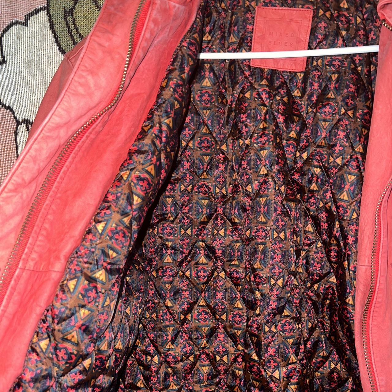 Mixed Blues VINTAGE Red Leather Jacket Size Large... - Depop
