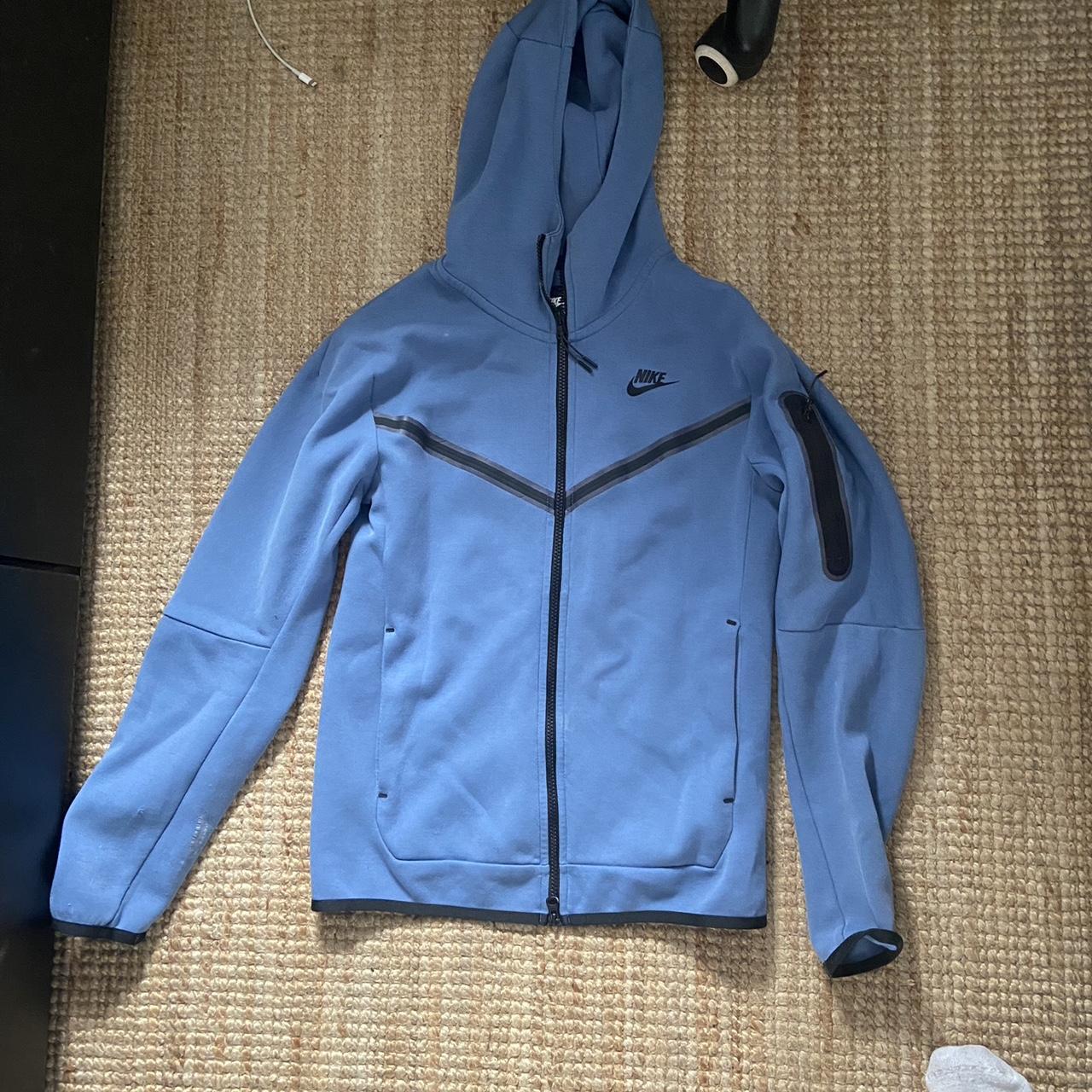 Blue Nike tech fleece jacket - Depop