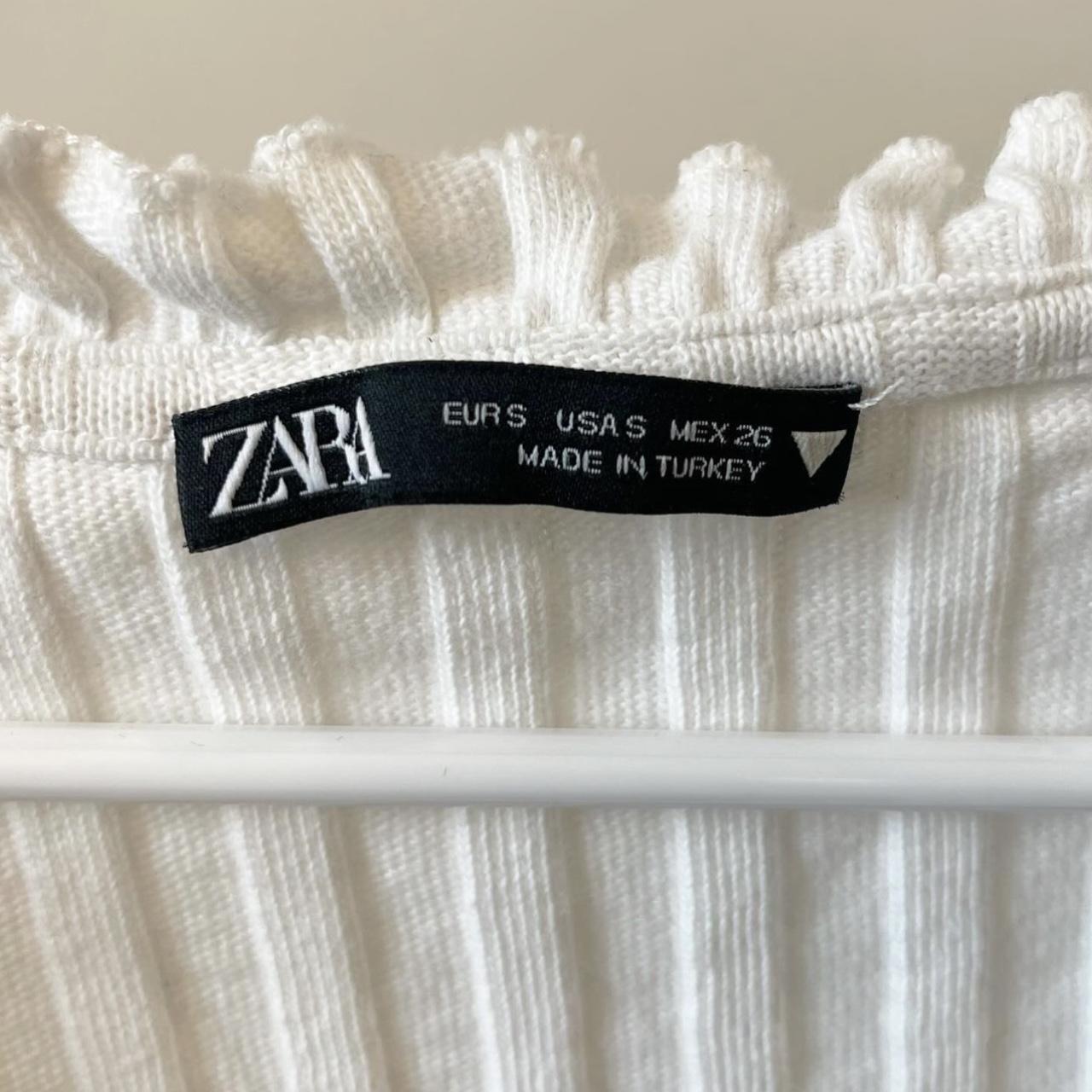 Zara white ruffle crop t-shirt Super cute! Worn a... - Depop