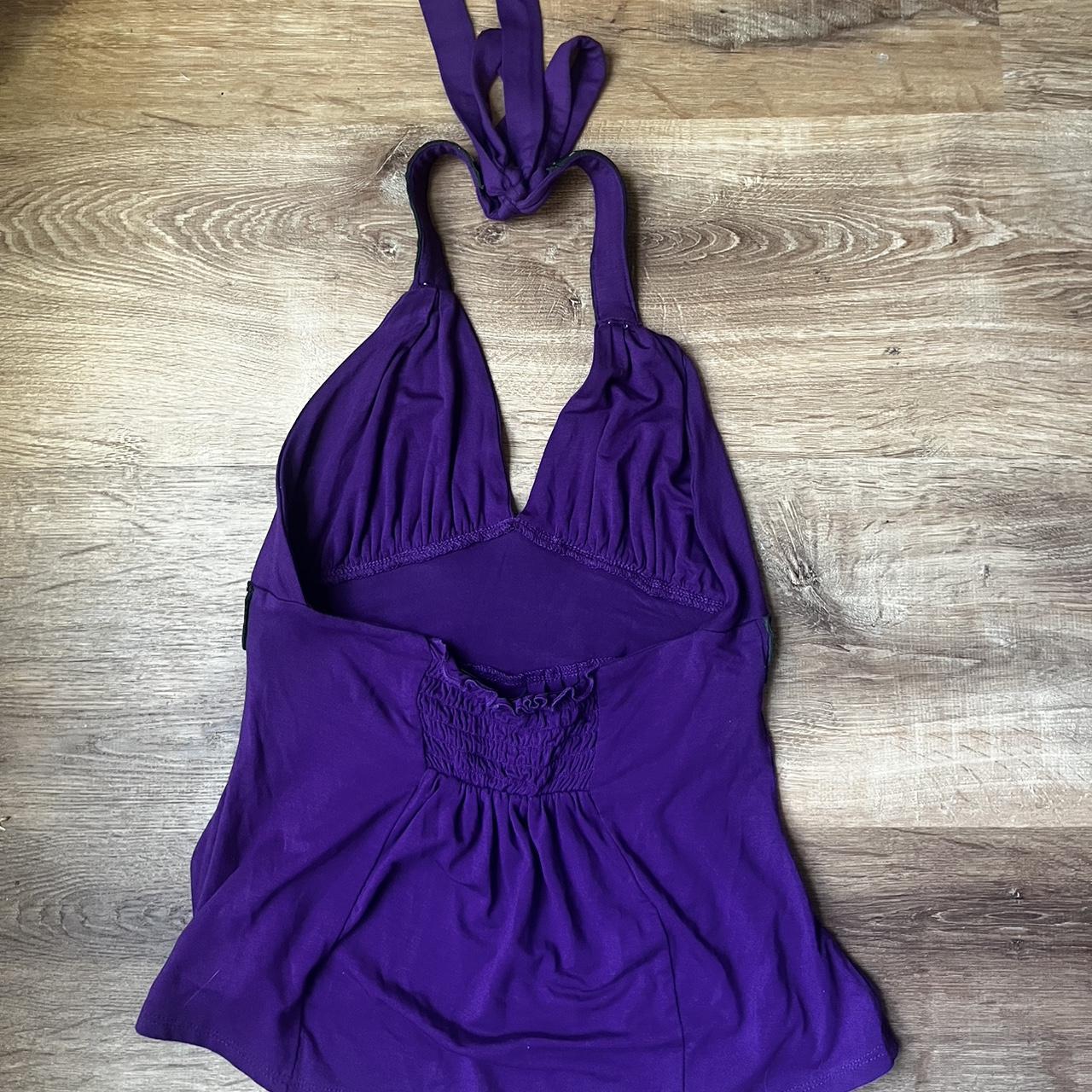Vintage purple halter top Size: S Second hand no wear - Depop