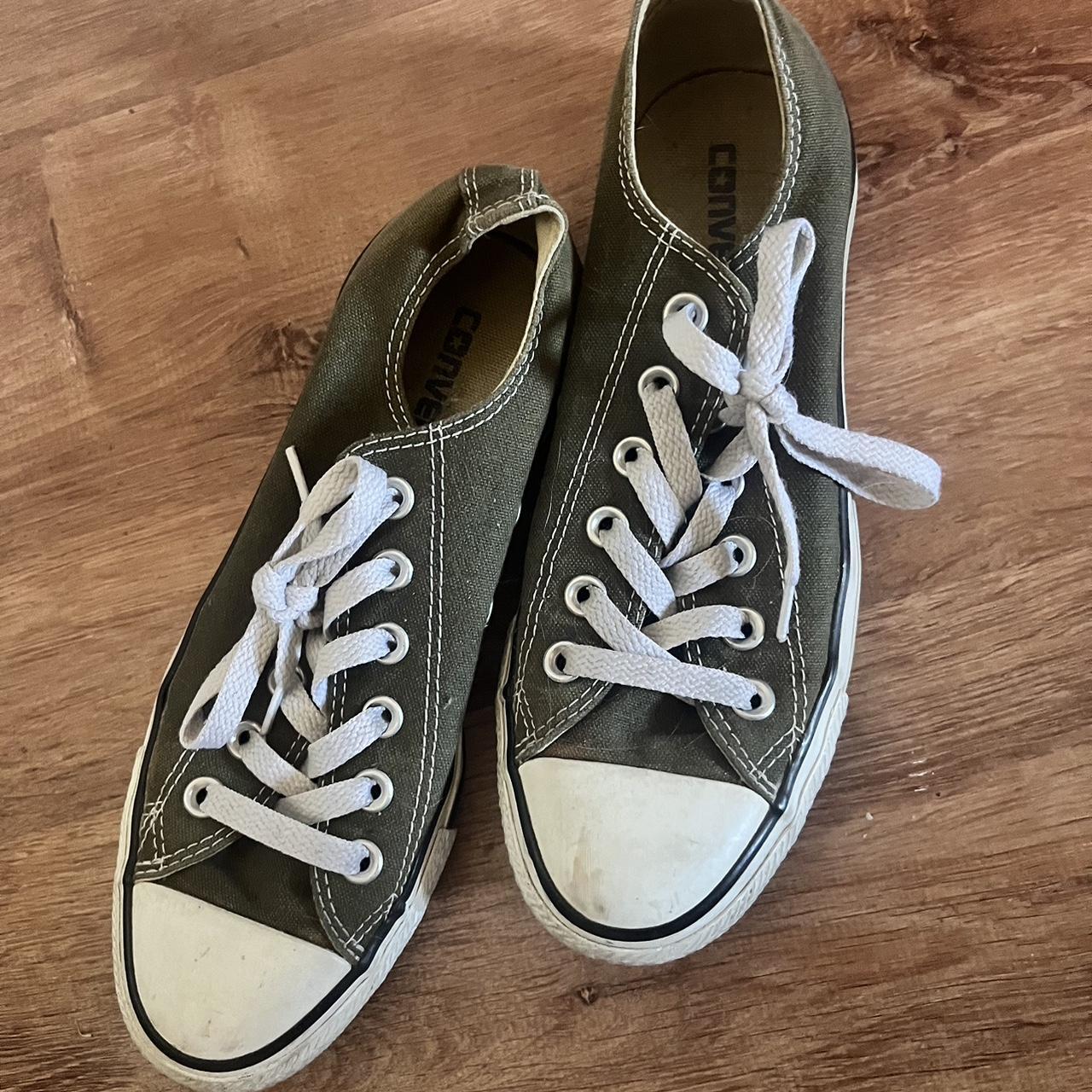 Olive Green low rise converse very good condition... - Depop