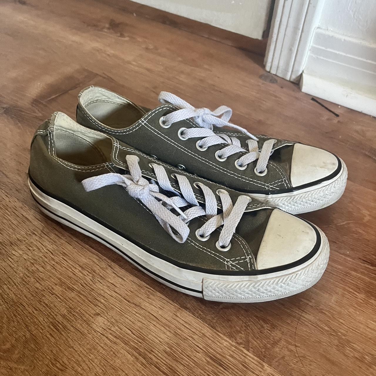 Olive Green low rise converse very good condition... - Depop
