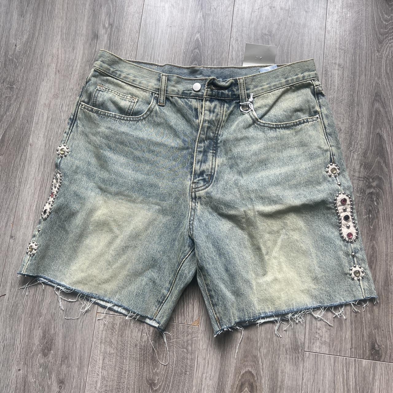 MNML Mojave pearl Denim Shorts - Vintage Blue -... | Depop