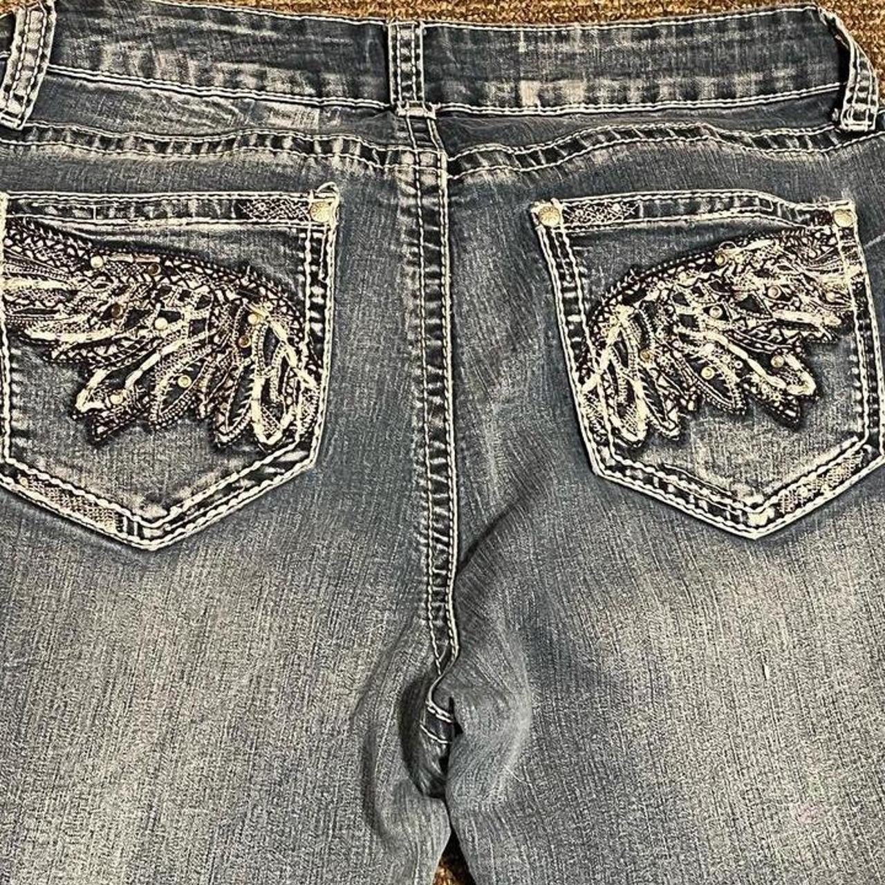 super cute bootcut angel wing jeans only worn once... - Depop