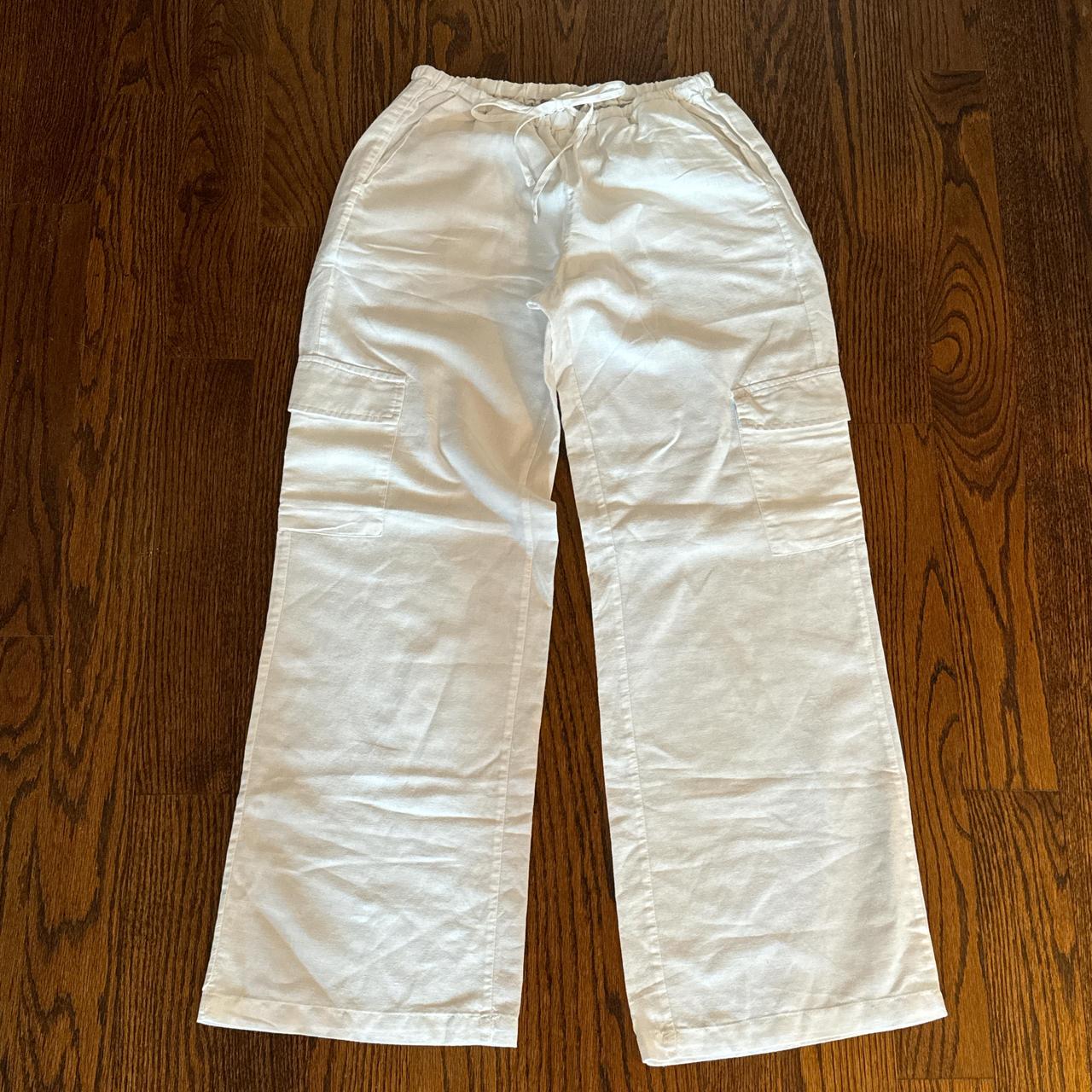 Edikted White Linen Cargo Pants - Depop