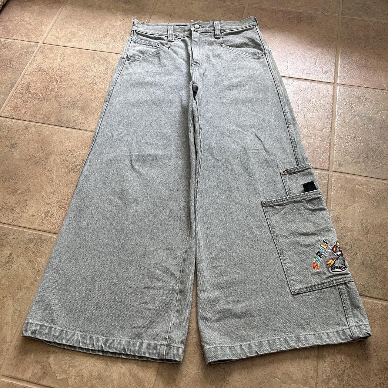 Massive baggy faded gray rave y2k jnco jeans Jnco... - Depop