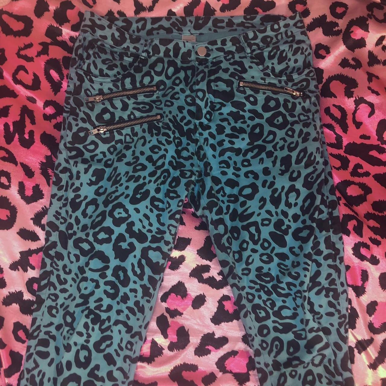 Blue leopard print pants 💙🖤💙🖤 LMFAO Party... - Depop