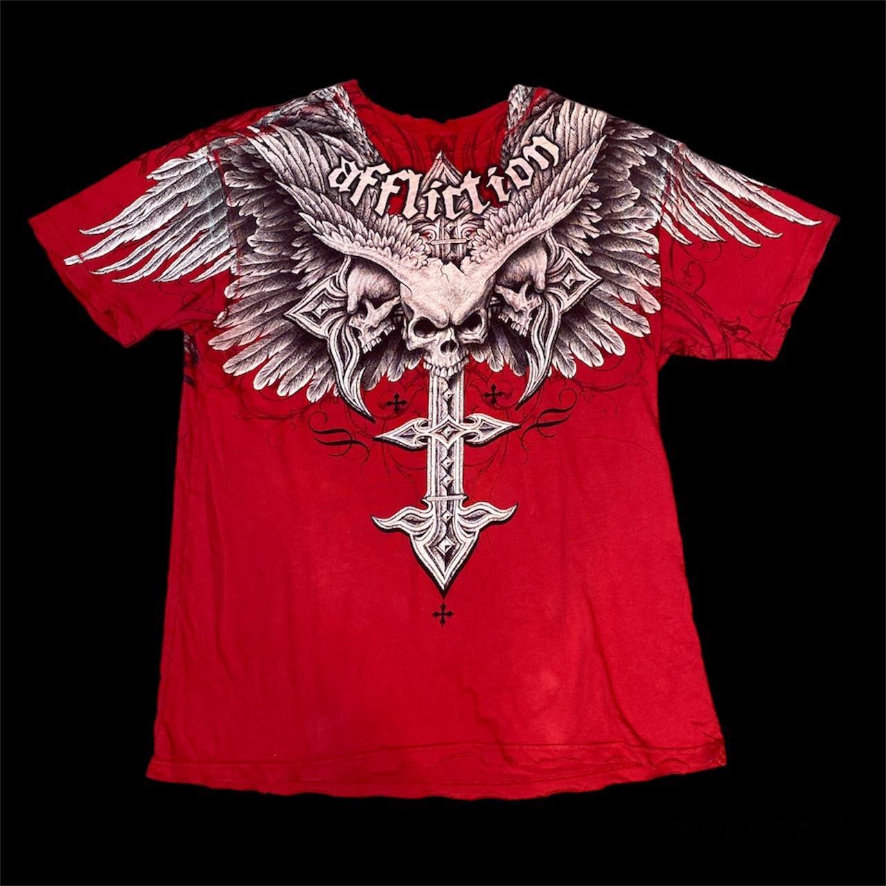 Y2k rare og red white skulls crosses wings... - Depop