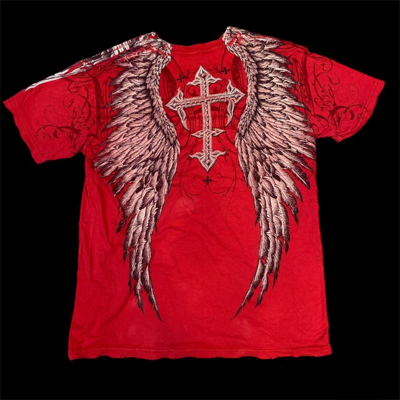 Y2k rare og red white skulls crosses wings... - Depop