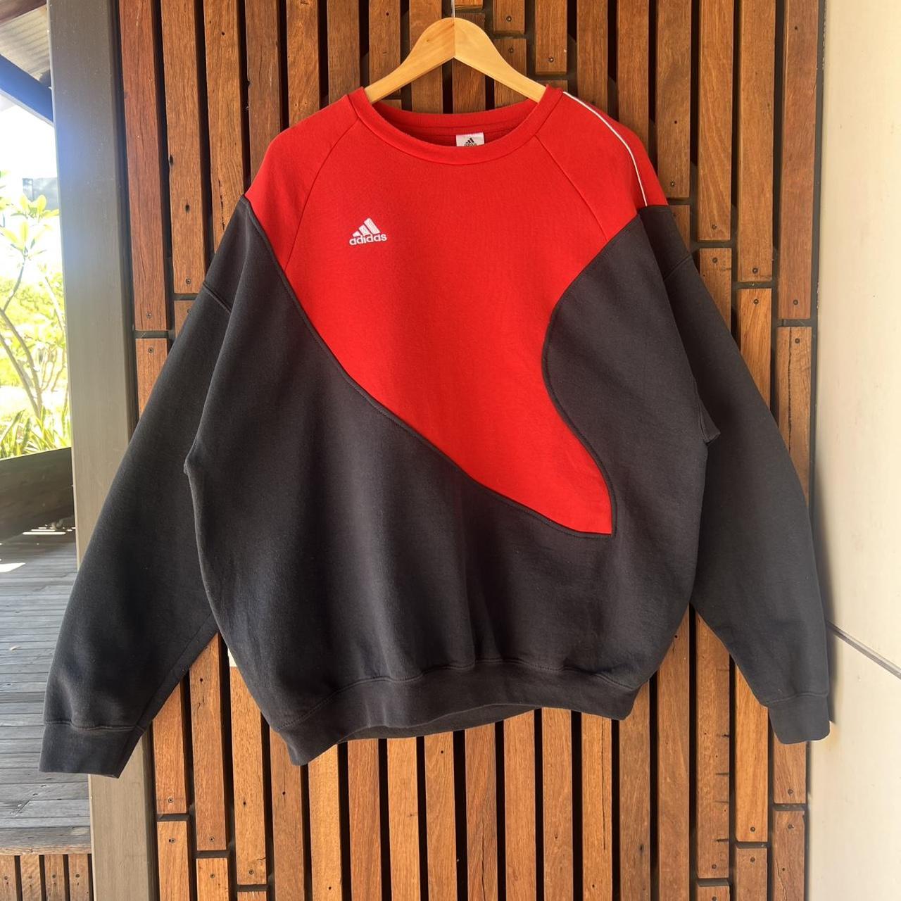 Adidas Rework Red & Black Crewneck Sweatshirt, Men’s... | Depop