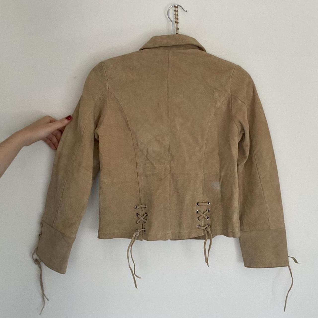 Tan suede motorcycle jacket - Depop