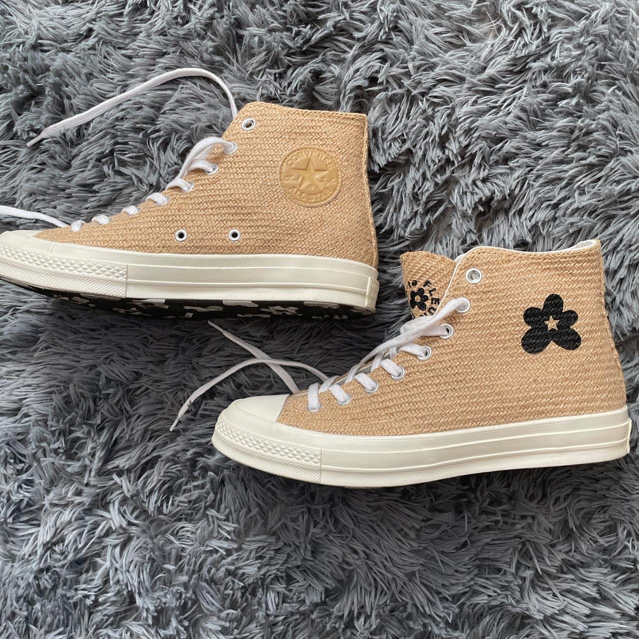 Converse Men's Tan and Cream Trainers | Depop