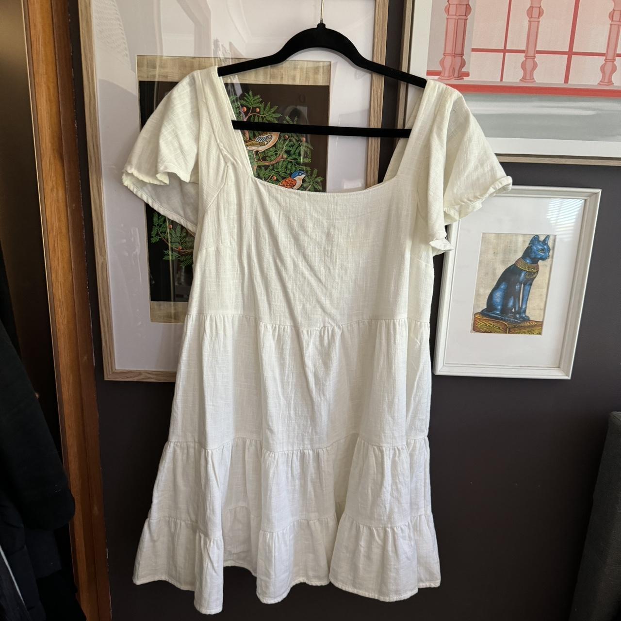 MYER MISS SHOP White summer dress with ruffle... - Depop