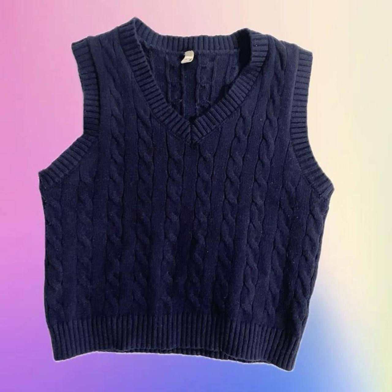 the cutest cropped navy sweatervest super... - Depop