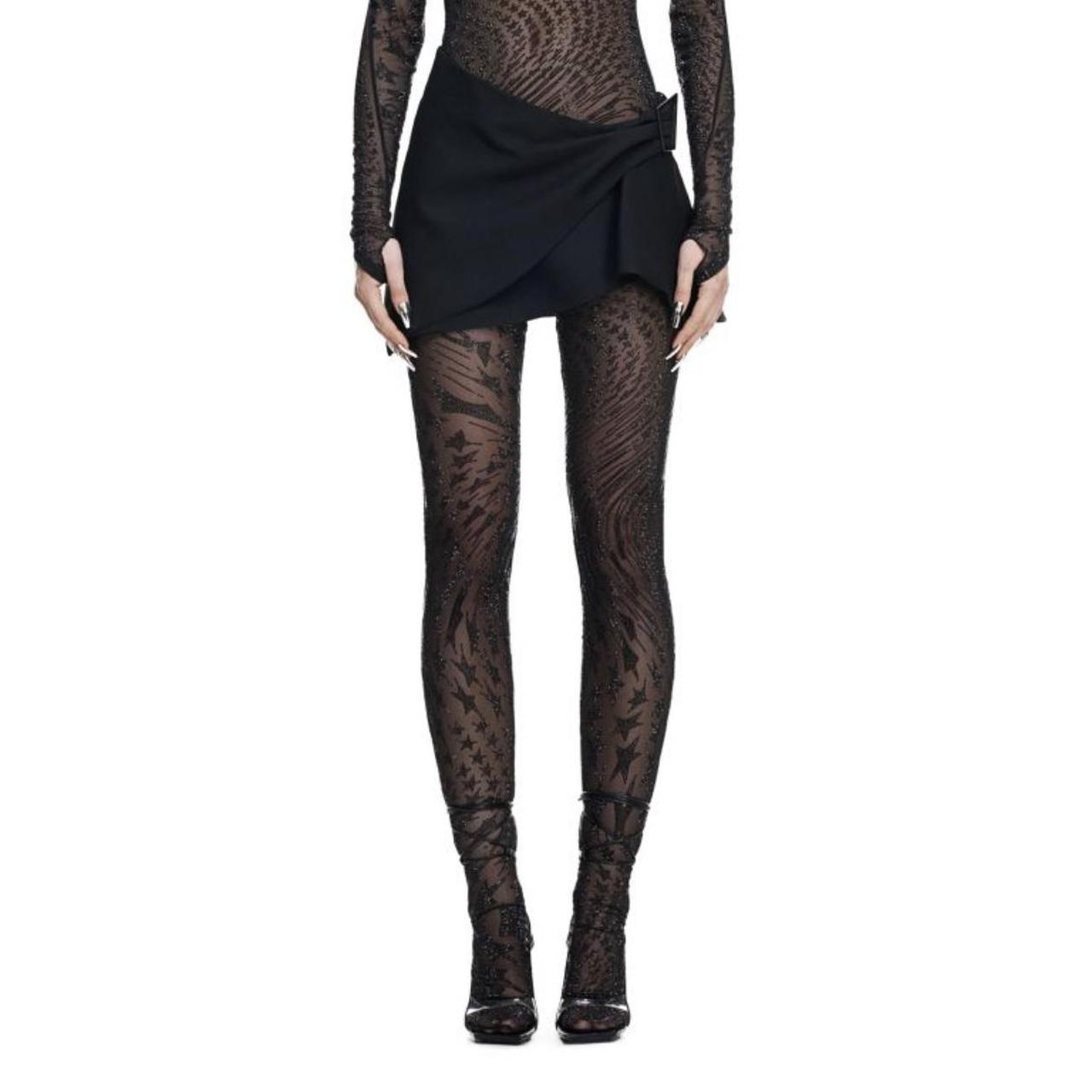 Mugler x H&M Rhinestone-embellished Mesh Tights So... - Depop