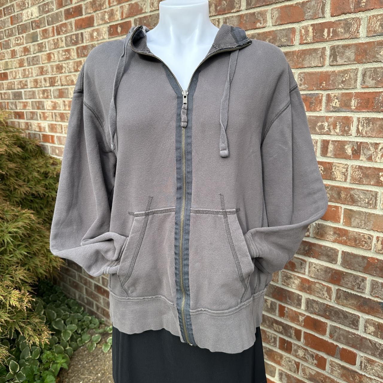 Grey hoodie size medium zipper front very nice with... - Depop
