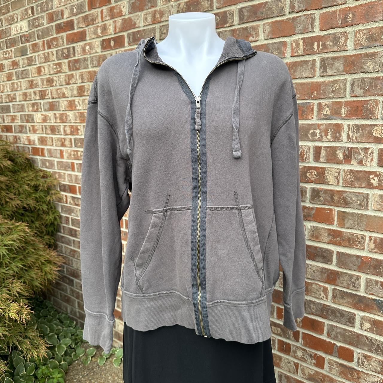 Grey hoodie size medium zipper front very nice with... - Depop
