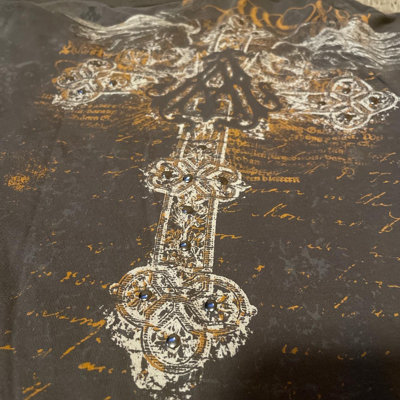 Archaic affliction style layered t shirt Size... - Depop