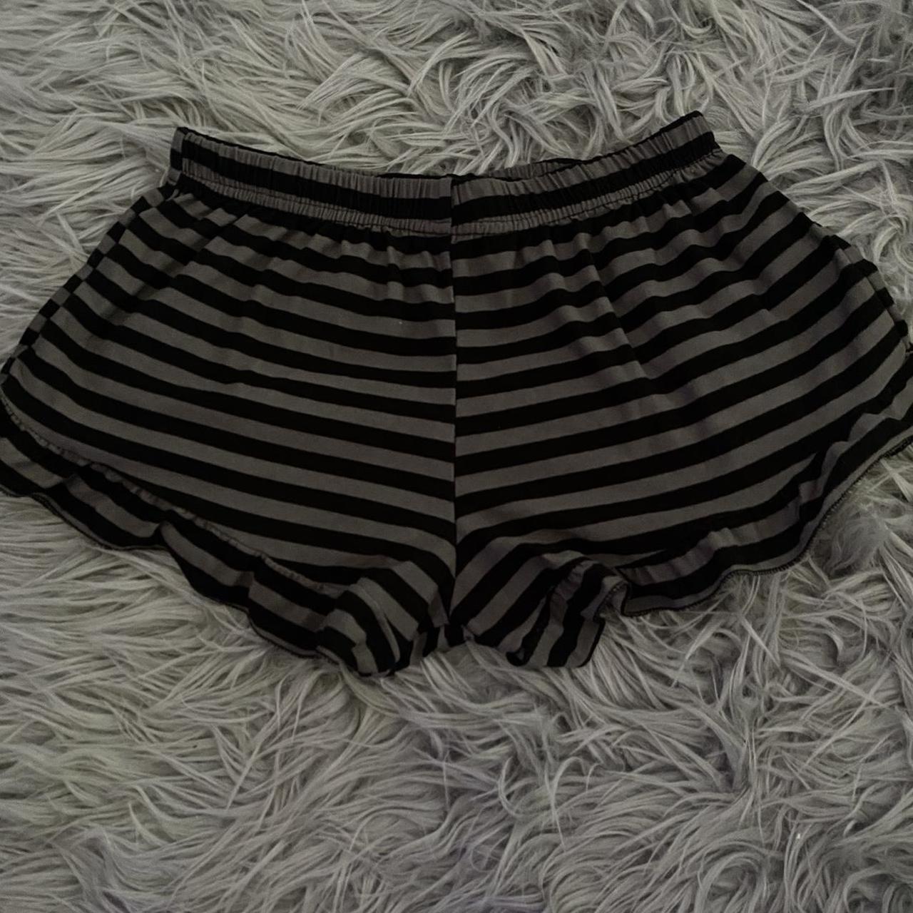 adorable ruffled striped pj shorts 💞 - size:... - Depop