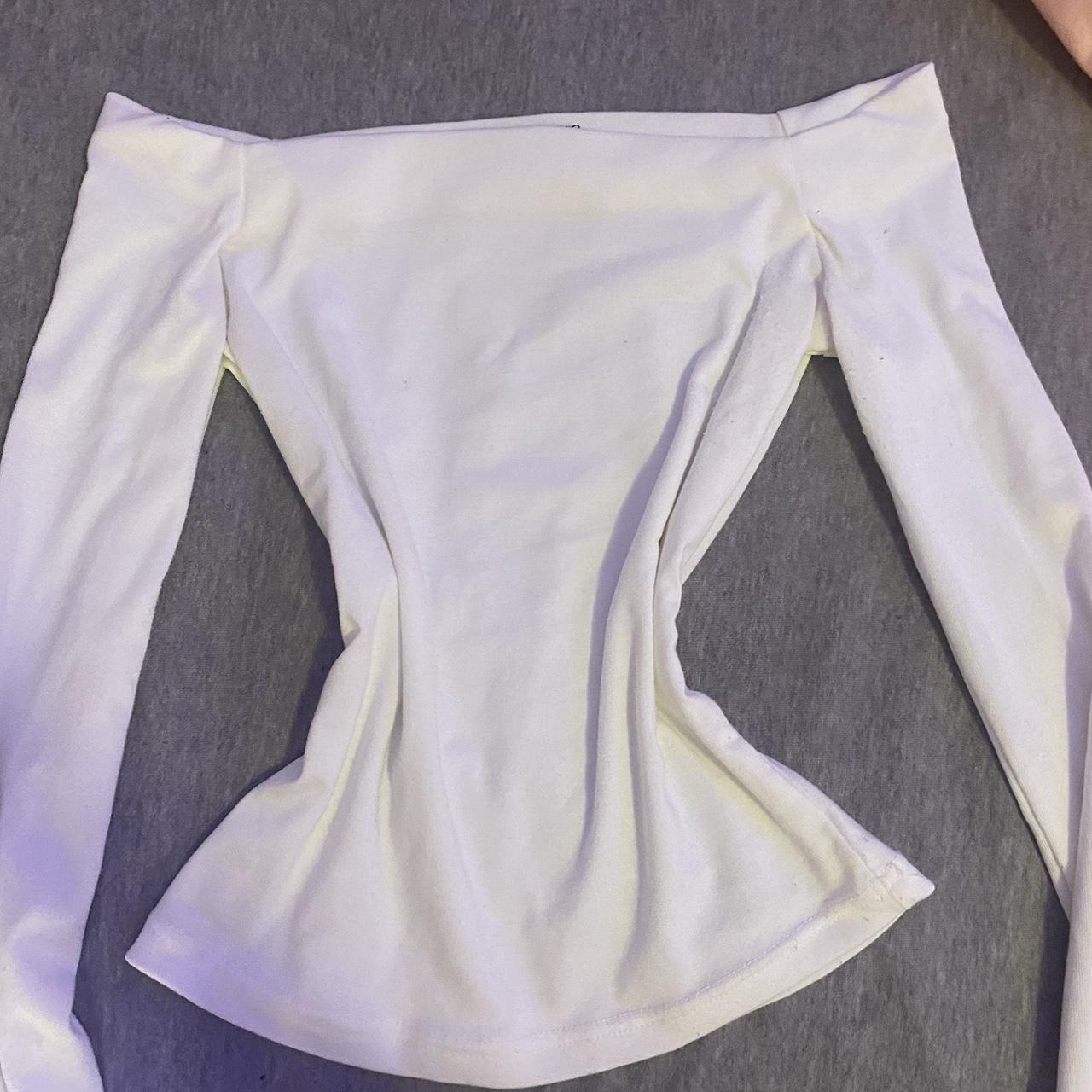 basic white long sleeve off the shoulder 🤍 - size-... - Depop